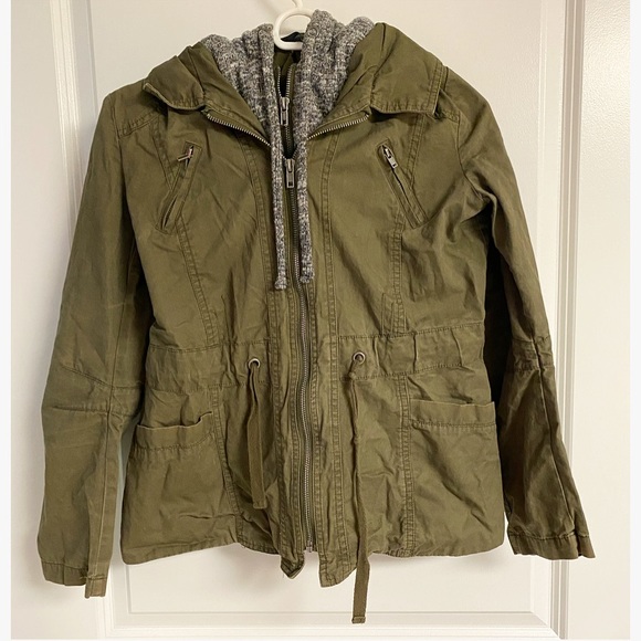 Love Tree | Jackets & Coats | Love Tree Hooded Green Grey Utility ...
